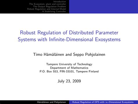 pdf robust regulation of distributed parameter systems with infinite dimensional exosystems