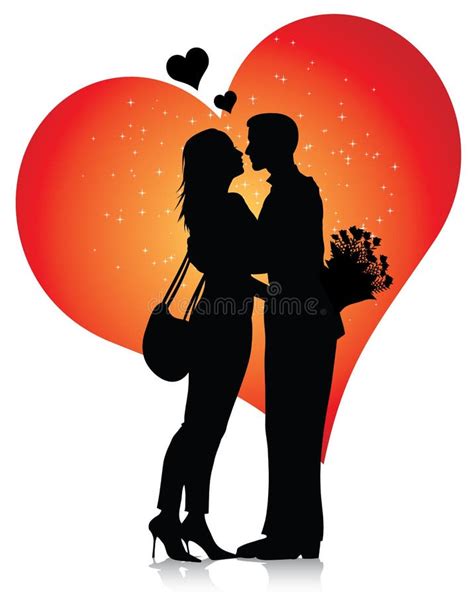 Kissing Romantic Couples Silhouettes