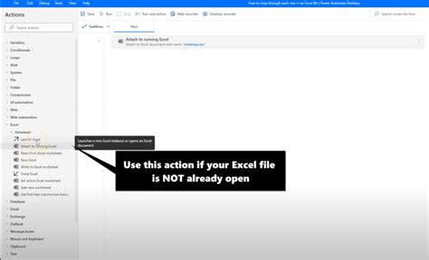 how to loop through each row in an excel file in microsoft power automate for desktop