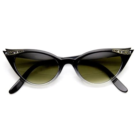 Zerouv Vintage Inspired Mod Womens Fashion Rhinestone Cat Eye Sunglasses