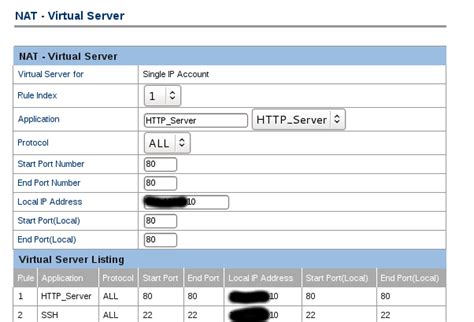 DSL Routing NAT Virtual Server Port Forwarding Static Ip Address