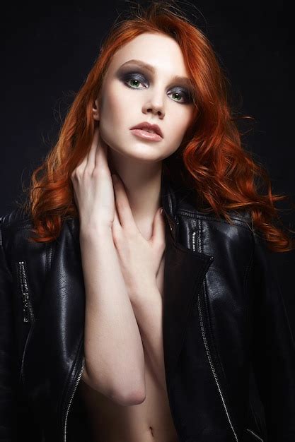 Premium Photo Sexy Curly Red Hair Girl With Makeup