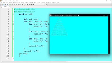 print pyramid star [ ] in c language youtube