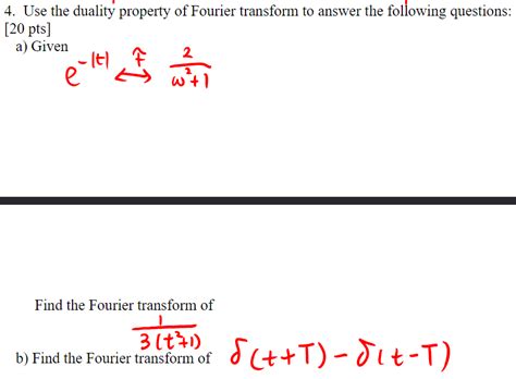 solved 4 use the duality property of fourier transform to