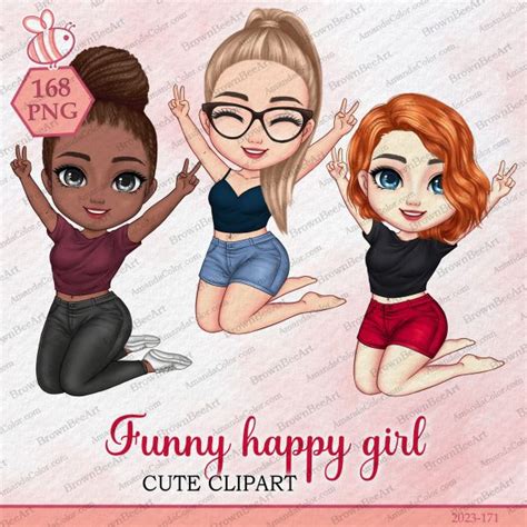 Funny Happy Girl Chibi Clipart Amandacolor