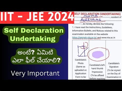 How to fill JEE 2024 Self Declaration Undertaking Jee 2024 సలఫ