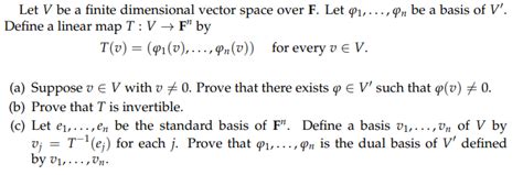 solved let v be a finite dimensional vector space over f