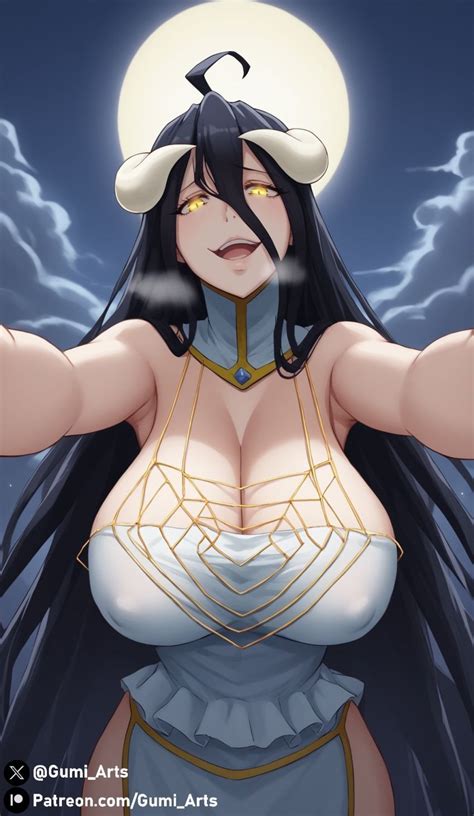 Rule 34 Ai Generated Albedo Overlord Black Hair Cleavage Covered Nipples Demon Glowing Eyes