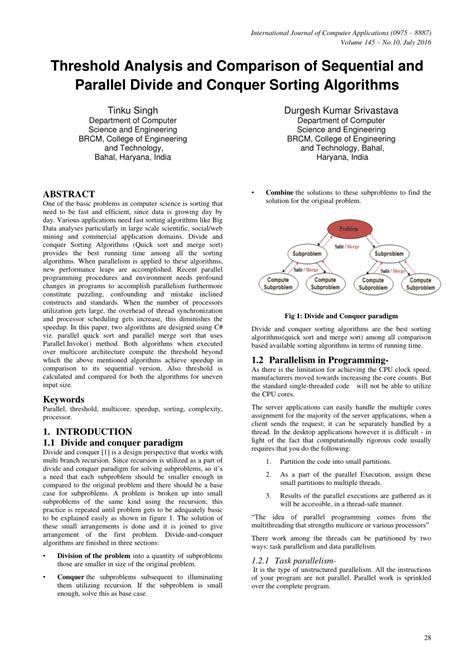 pdf threshold analysis and comparison of sequential and parallel divide and conquer sorting