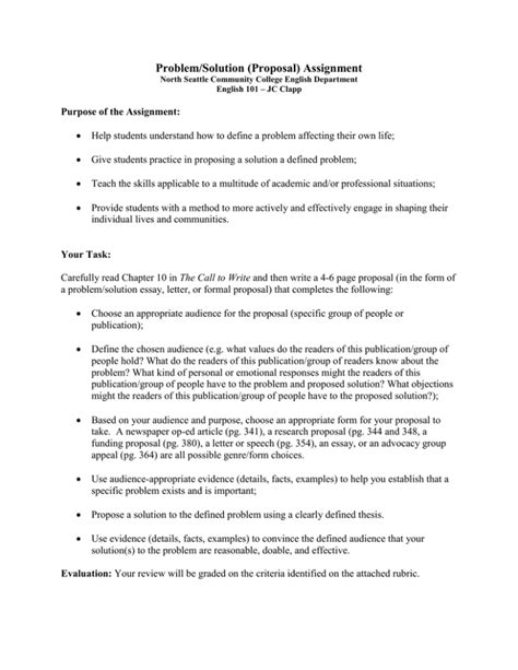 problem solution proposal assignment