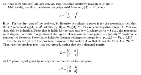 solved problem 2 polynomial functions of similar matrices