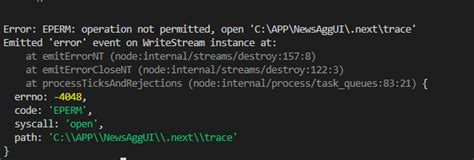 Npm Run Build Error Eperm Operation Not Permitted Errno 4048 · Issue 36324 · Vercelnext