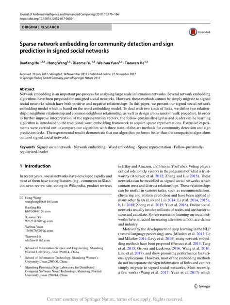 sparse network embedding for community detection and sign prediction in signed social networks