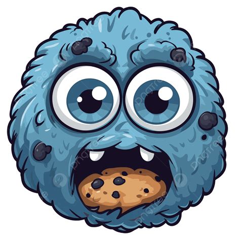 Cookie Monster Face Vector Sticker Clipart Blue Monster Head Eating A Cookie With Blue Eyes