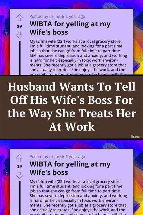 Husband Wants To Tell Off His Wife S Boss For The Way She Treats Her At Work Artofit