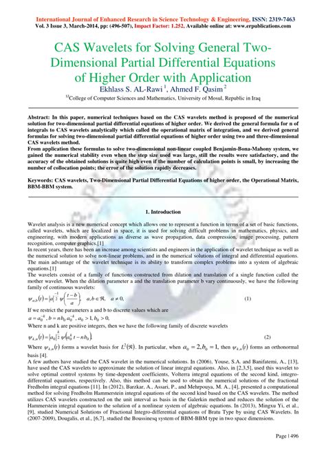 pdf cas wavelets for solving general two dimensional partial differential equations of higher