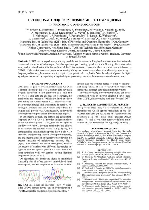pdf orthogonal frequency division multiplexing ofdm in photonic communications