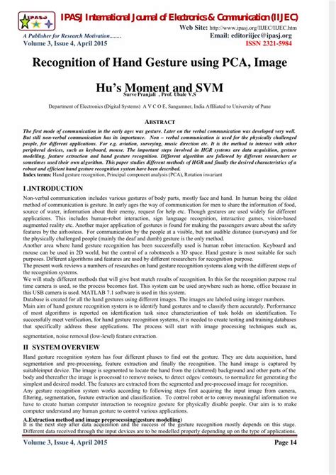 pdf recognition of hand gesture using pca image hu s moment and svm dokumen tips