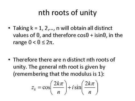 Complex Numbers Nth Roots Using De Moivre S Theorem