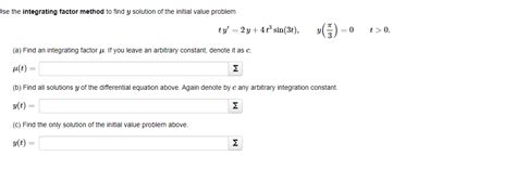 solved jse the integrating factor method to find y ﻿solution
