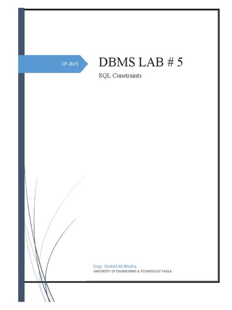 dbms lab 5 sql constraints pdf database index table database