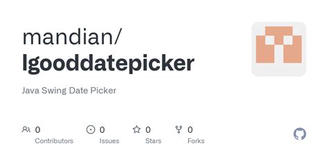 GitHub Mandian Lgooddatepicker Java Swing Date Picker