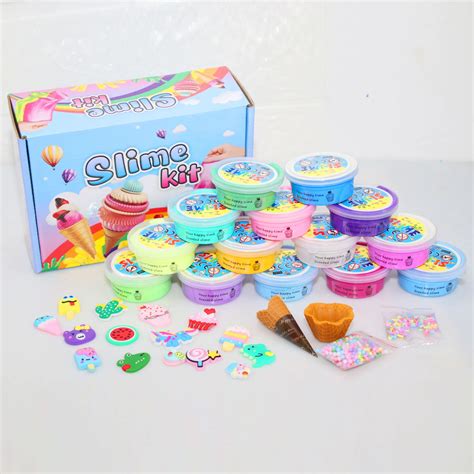 15 Color Diy Slime Butter Fruit Kit Soft Stretchy And Non Sticky Cloud Slimes Making Set Toy