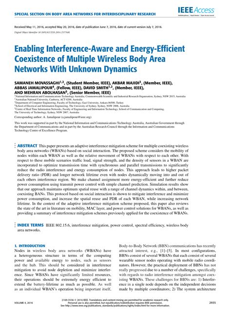 pdf enabling interference aware and energy efficient coexistence of multiple wireless body