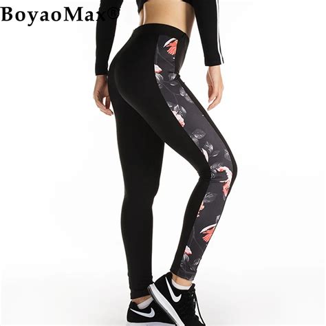 Profession Fitness Leggings Black Sexy Printed Patchwork Splicing Slim Yoga Leggings Breathable