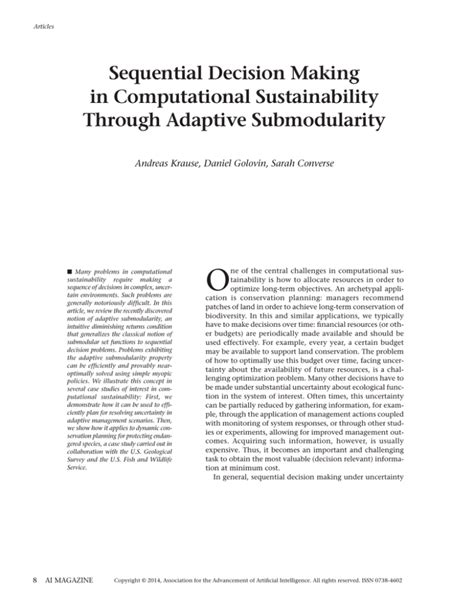 o sequential decision making in computational sustainability through adaptive submodularity