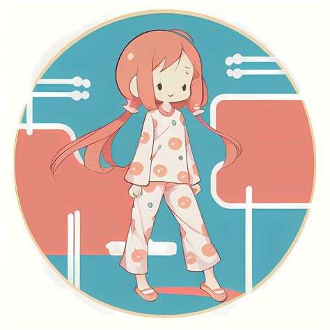 Cute Kawaii Chibi Anime Girl Sticker Wearing Pajama Simple Colorful Background 32334283 Stock