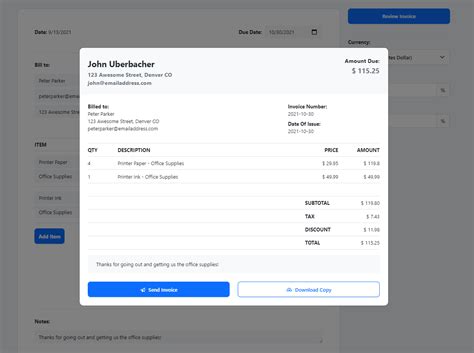 an invoice generator project built with react
