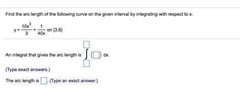 solved find the arc length of the following curve on the