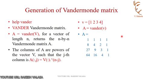 generation of vandermonde pascal and magic matrices in matlab youtube
