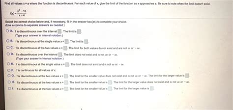 solved find all values x a where the function is