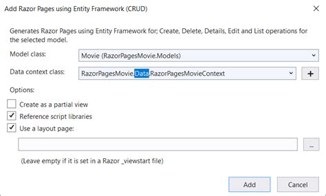 most basic tutorial on scaffolding a razor pages on a brand new model doesn t work · issue