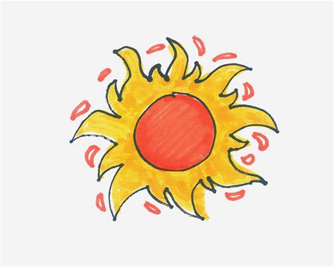 简单太阳简笔画画法图片步骤红色教育儿童绘画 有点网 好手艺