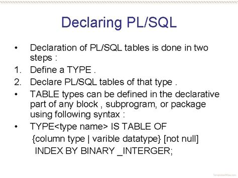 composite data types plsql table composite data types