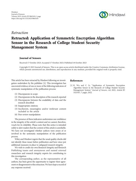 pdf retracted application of symmetric encryption algorithm sensor in the research of college