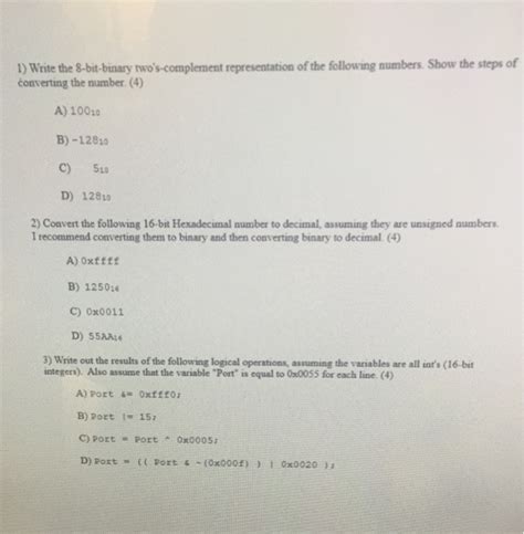 solved write the 8 bit binary two s complement