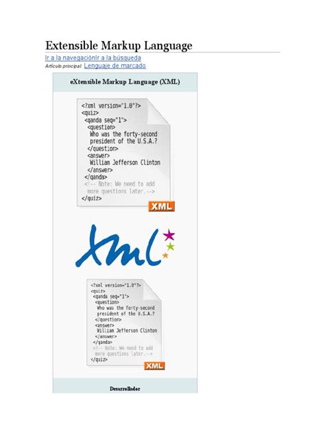 extensible markup language pdf xml lenguaje de marcado