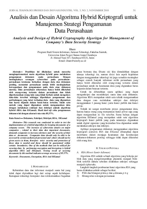 pdf analisis dan desain algoritma hybrid kriptografi untuk manajemen strategi pengamanan data