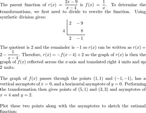 use transformations of the graph of y 1 x to graph the rat quizlet