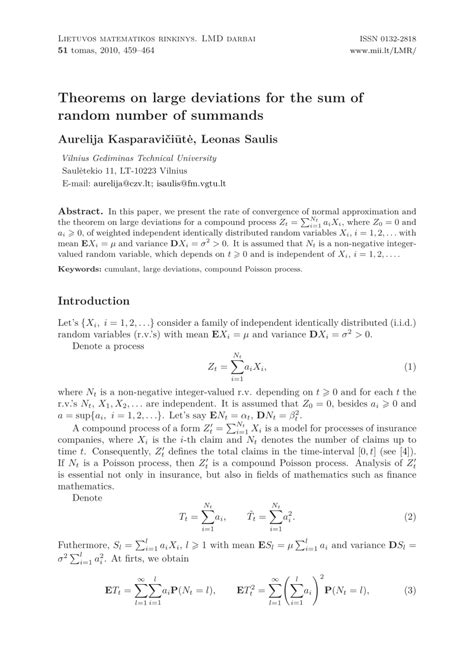 pdf theorems on large deviations for the sum of random number of summands