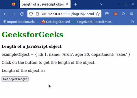 find the length of a javascript object geeksforgeeks