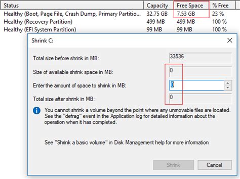 Solved Cannot Shrink Volume Partition In Windows 10 8 7
