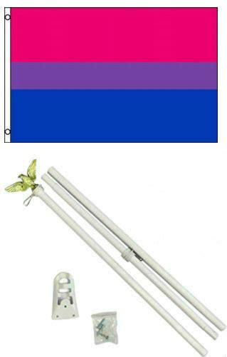 3x5 Gay Pride Bi Bisexual Rainbow Flag W 6 Ft White Flagpole Kit Ebay