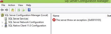 SQL SERVER Configuration Manager Error The Server Threw An Exception
