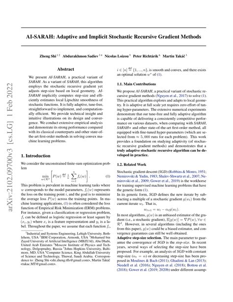 pdf ai sarah adaptive and implicit stochastic recursive gradient methods