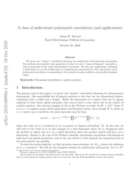 pdf a class of multivariate polynomial convolutions and applications